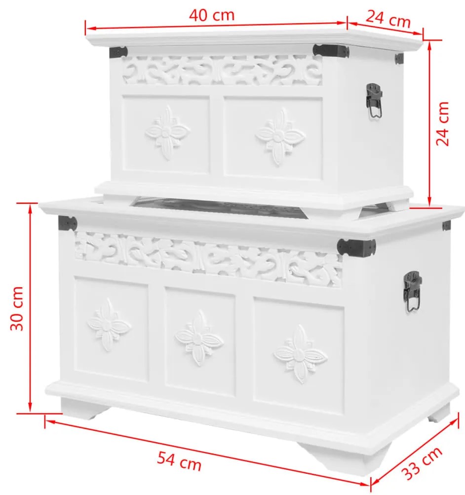 vidaXL Marketos Úložné truhly bílé sada 2 ks