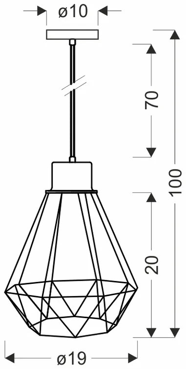 Černo-zlatý závěsný lustr Primo pro žárovku E27  - Candellux