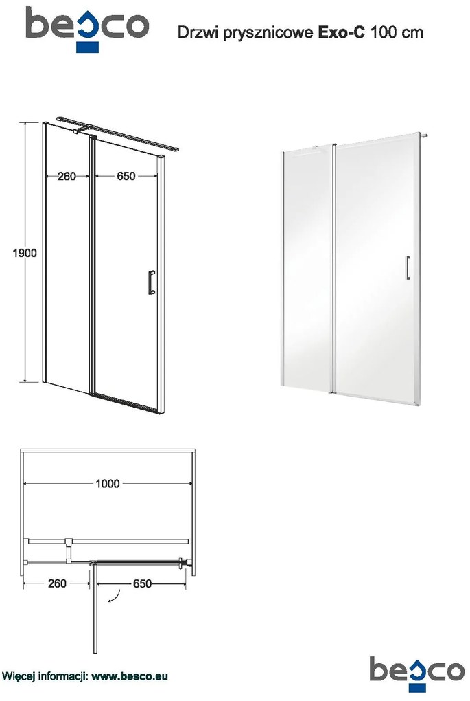 Hopa EXO-C 100 cm BCEXOC100CC sprchové dveře