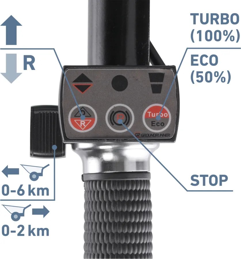 dvoukolák nákladní s převodovkou aku, 400kg, 225l, 40V Li-ion, 6Ah