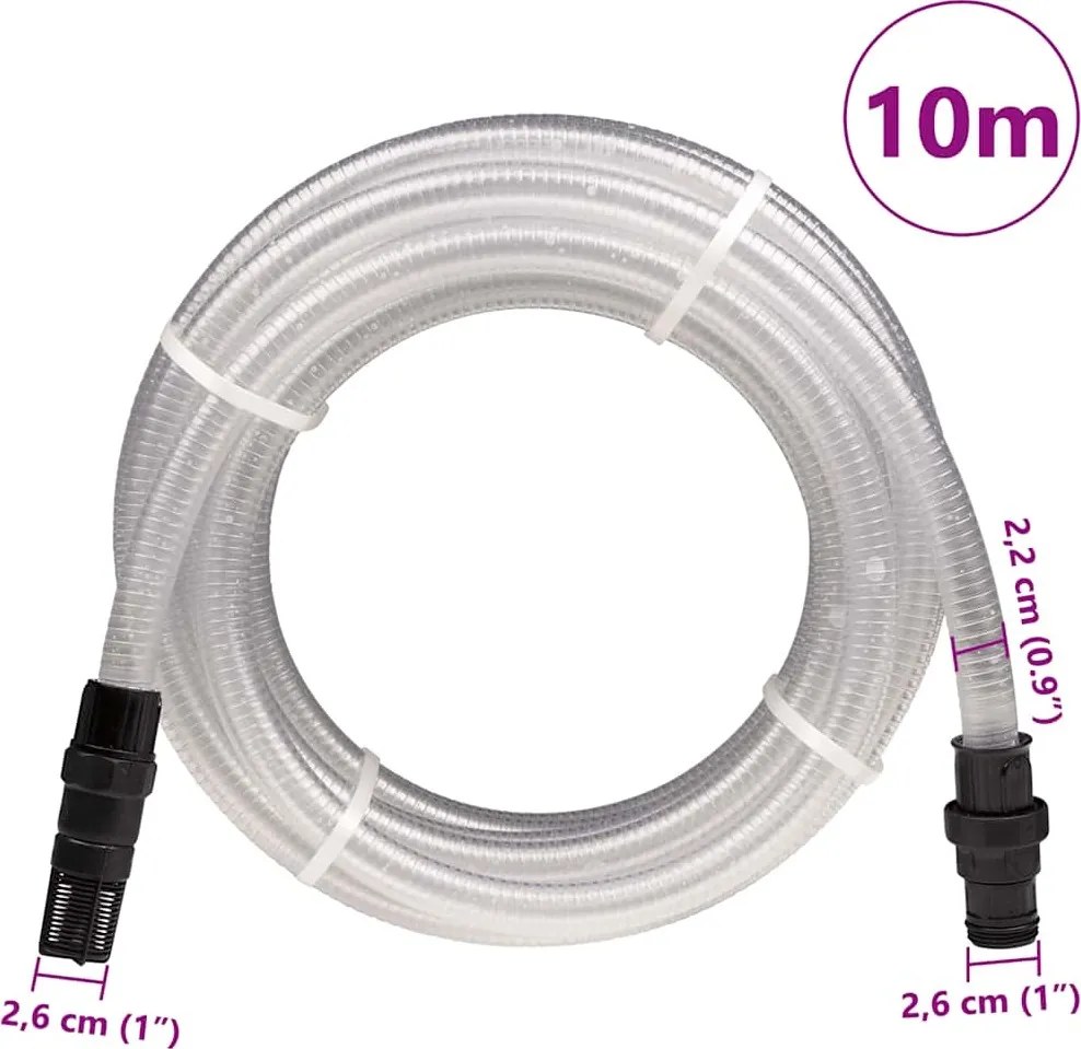 vidaXL Sací hadice s PVC konektory 1" 10 m PVC [151078] Barva: Černá