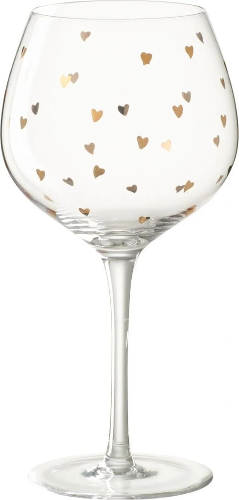 Sklenice na víno se zlatými srdíčky Hearts Gold – 10*10*21,5 cm / 600ml