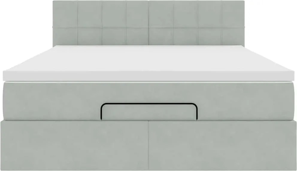Osmanský rám postele s matrací světle šedá 140x200cm samet 3312626