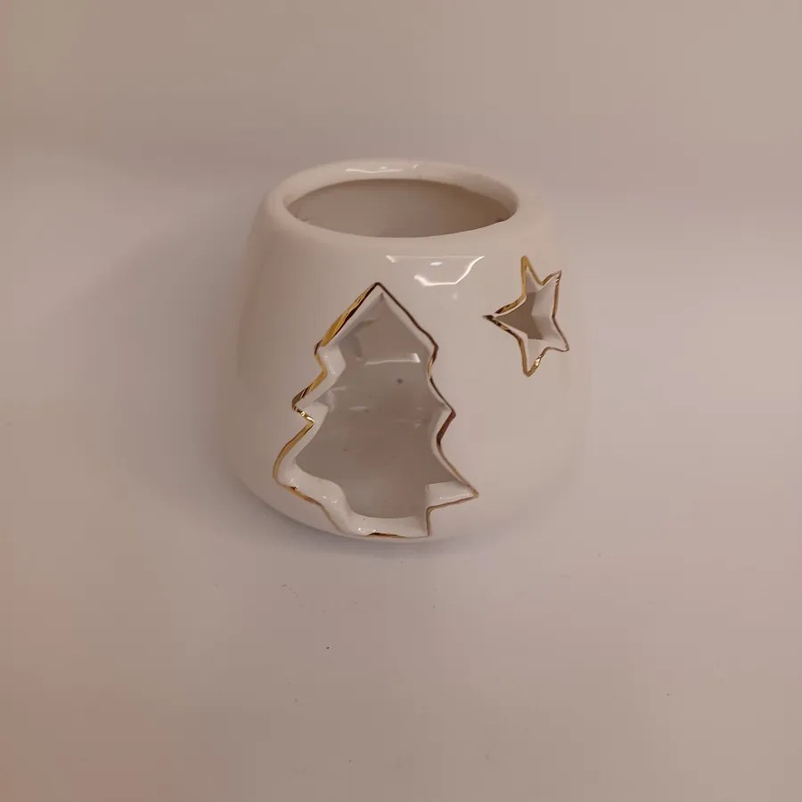 Svícen na čajové svíčky 9,4 × 9,4 × 7,7 cm, bílá, keramický