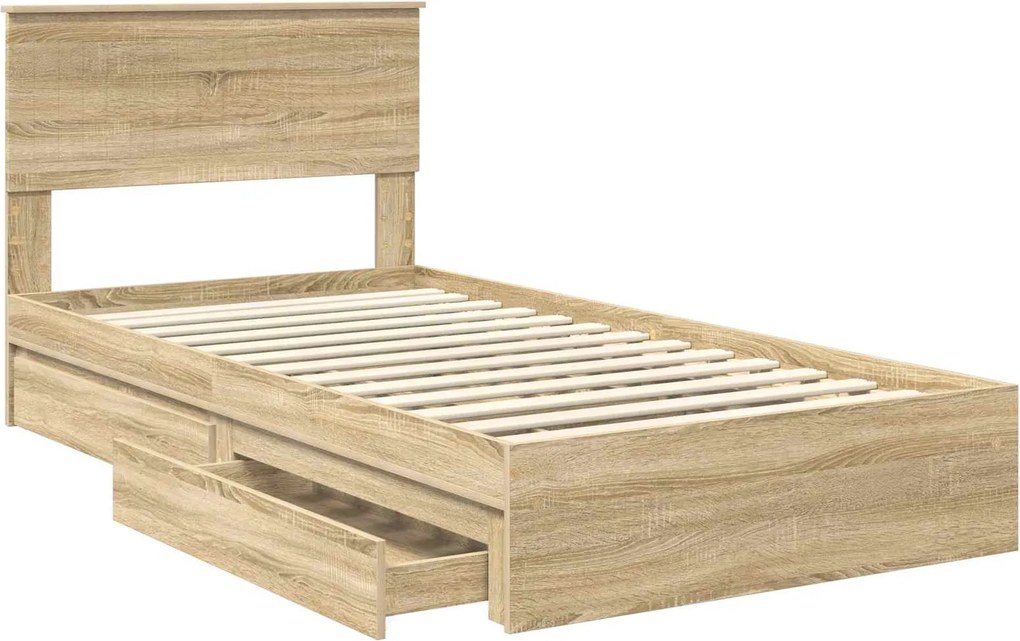Postel s úložným prostorem se zásuvkou Sonoma dub 100 x 200 cm 3410828