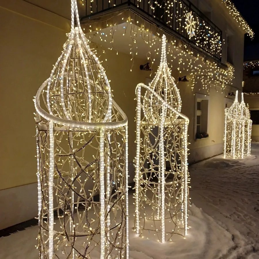Easy Fix LED světelný řetěz, 5 m, venkovní, kontura, teple bílá, 60 diod, bílý kabel, IP67