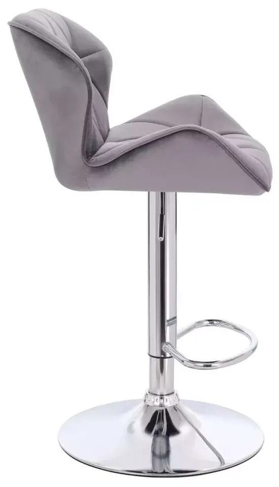 LuxuryForm DESIGN Barová židle MILANO VELUR na stříbrné kulaté podstavě - tmavě šedá