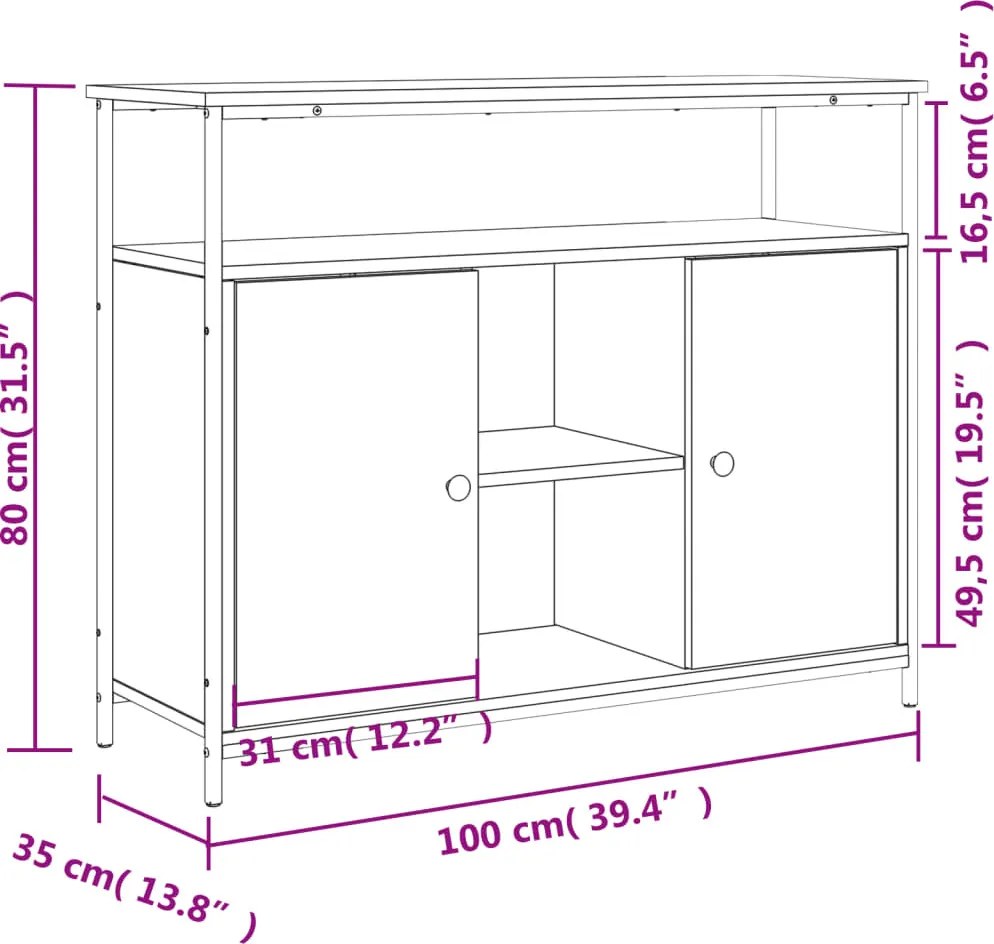 vidaXL Příborník 100 x 35 x 80 cm kompozitní dřevo [835501] Barva: dub sonoma