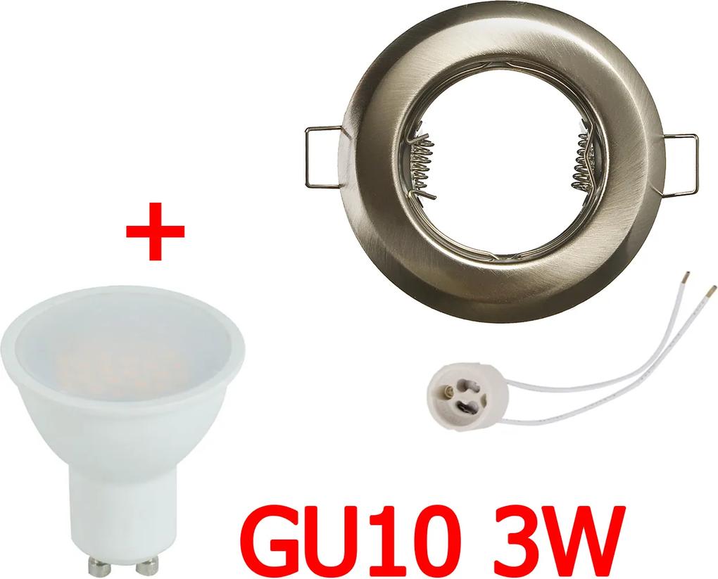 SPLED Podhledové bodové svítidlo BRG70255 nevýklopné chrom matný + žárovka GU10 3W teplá bílá