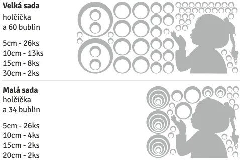 WALLVINIL Samolepky na zeď - Holčička fouká bubliny Barva: Červená tmavá, Velikost: Malá sada 35 kusů, Pravá / Levá: Pravá (dekorace směřuje/dívá se doprava)