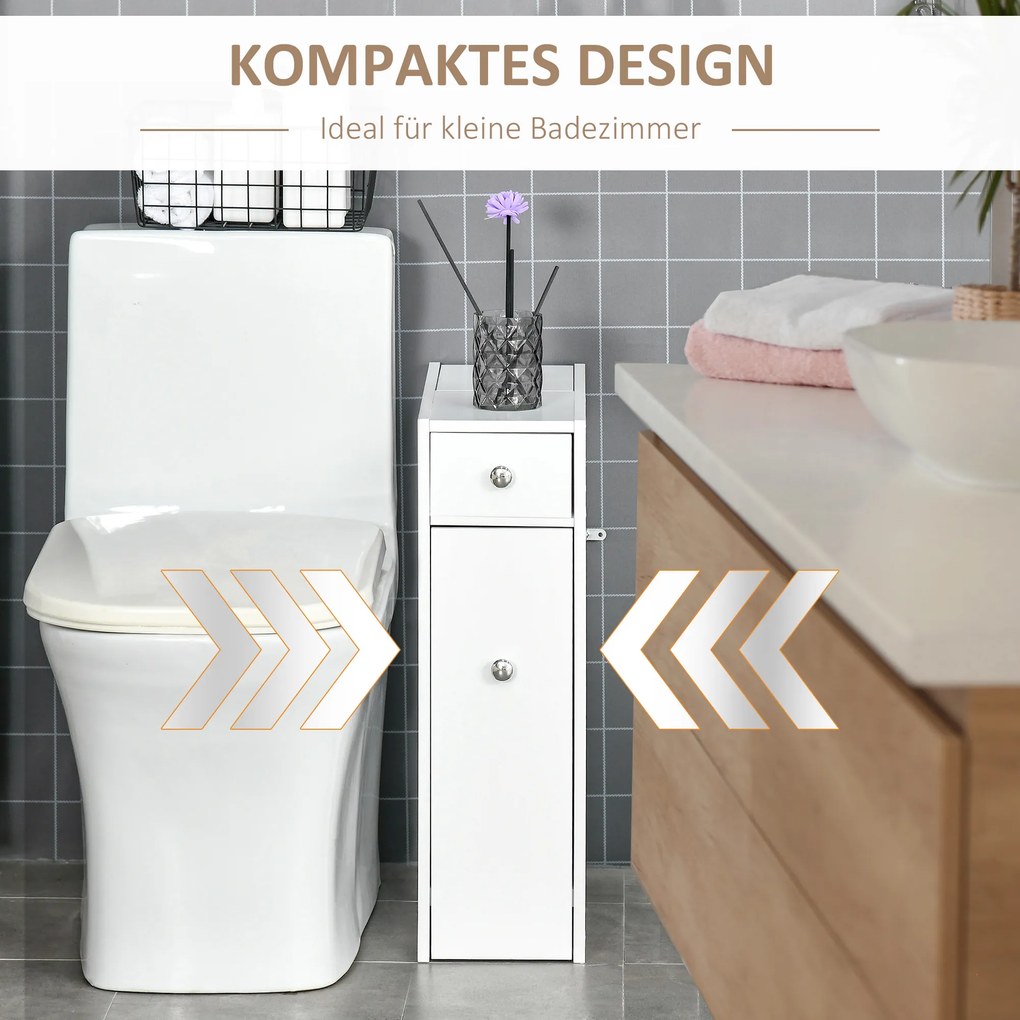 HOMCOM Koupelnová skříňka se 2 šuplíky a horním prostorem s víkem pro umyvadlo a sprchu 17x48x58 cm Bílá