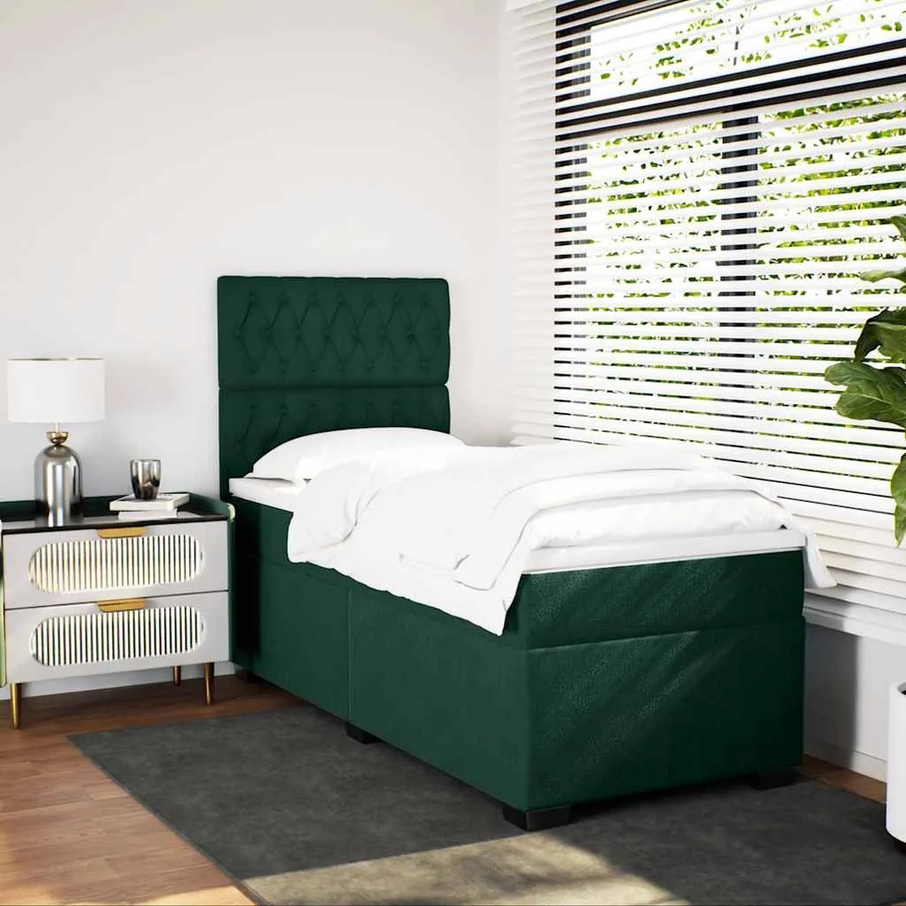 Box spring postel s matrací tmavě zelená 80 x 200 cm samet 3293071