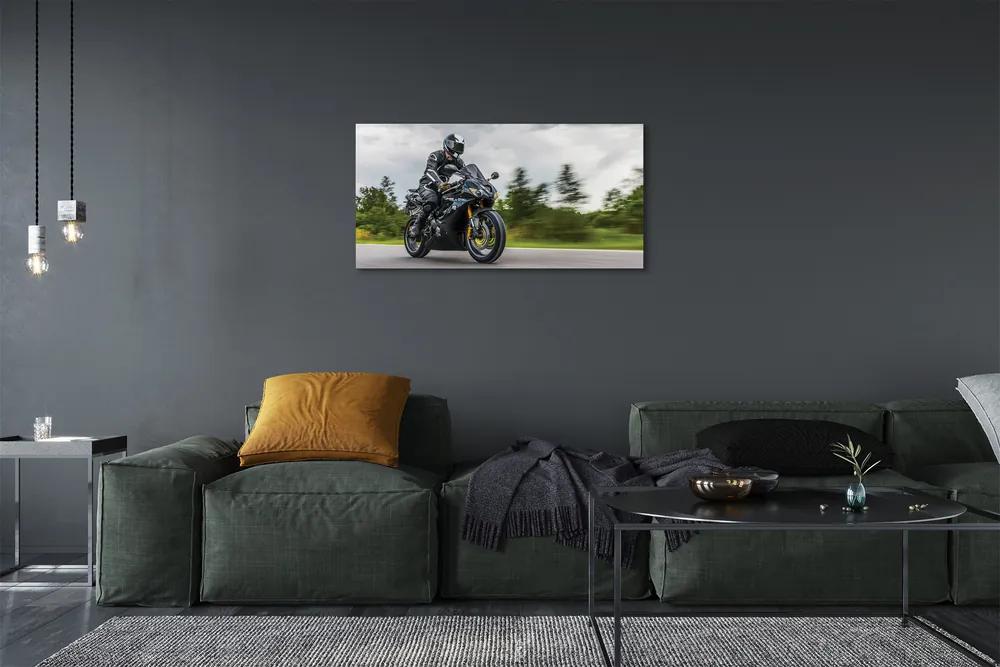 Obrazy na plátně Motocykl silnice mraky nebe 120x60 cm