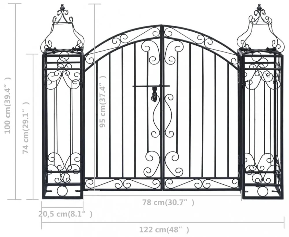 Okrasná zahradní brána kov Dekorhome