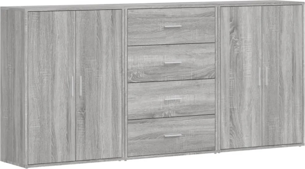 Příborníky 3 ks šedé sonoma 60 x 31 x 84 cm kompozitní dřevo 3276579