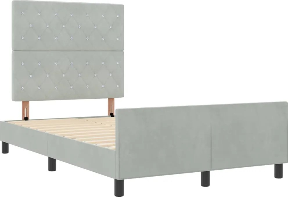 Postel s boxspringem s čelo Světle šedá 120 x 200 cm samet 3344861