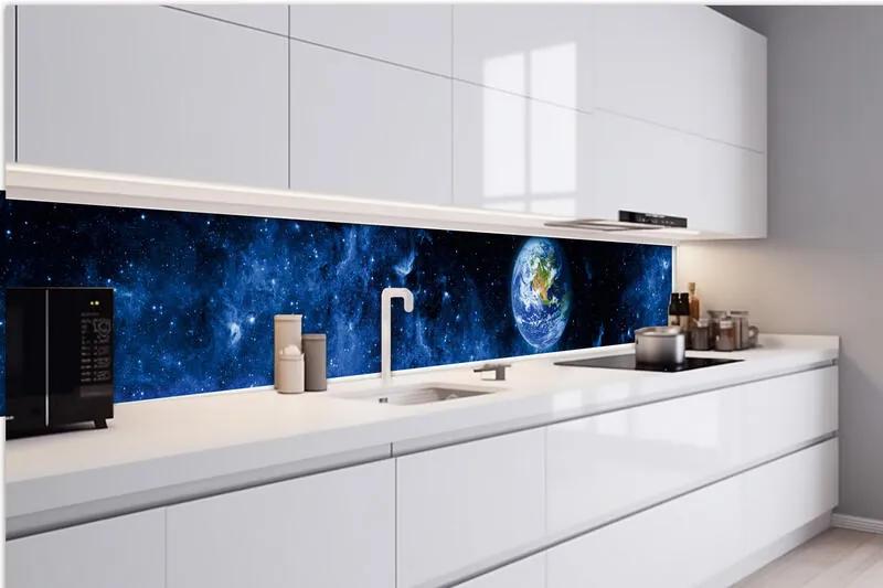 DIMEX | Fototapeta do kuchyně Pohled na Zemi KI-420-233 | 420 x 60 cm | modrá, zelená, bílá