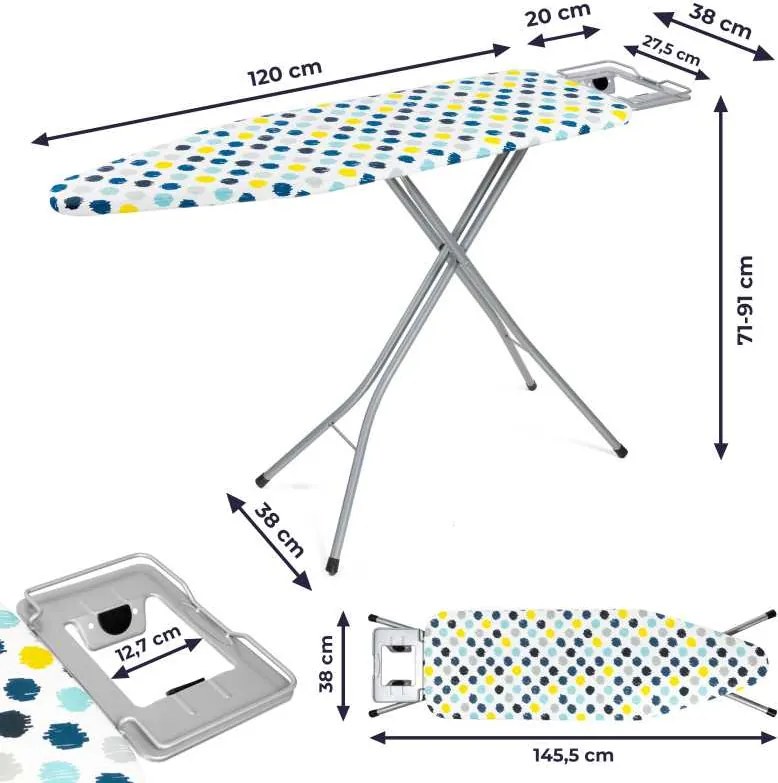 Žehlicí prkno s opěrkou na žehličku Bavlněný potah 120 x 38 cm