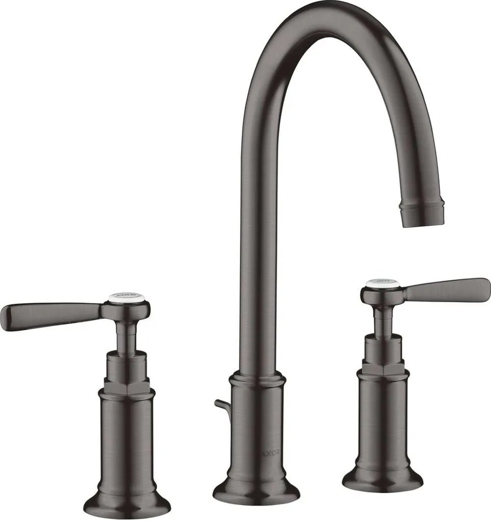 Axor Montreux - Umyvadlová baterie s výpustí, 3-otvorová instalace, EcoSmart, kartáčovaný černý chrom 16514340