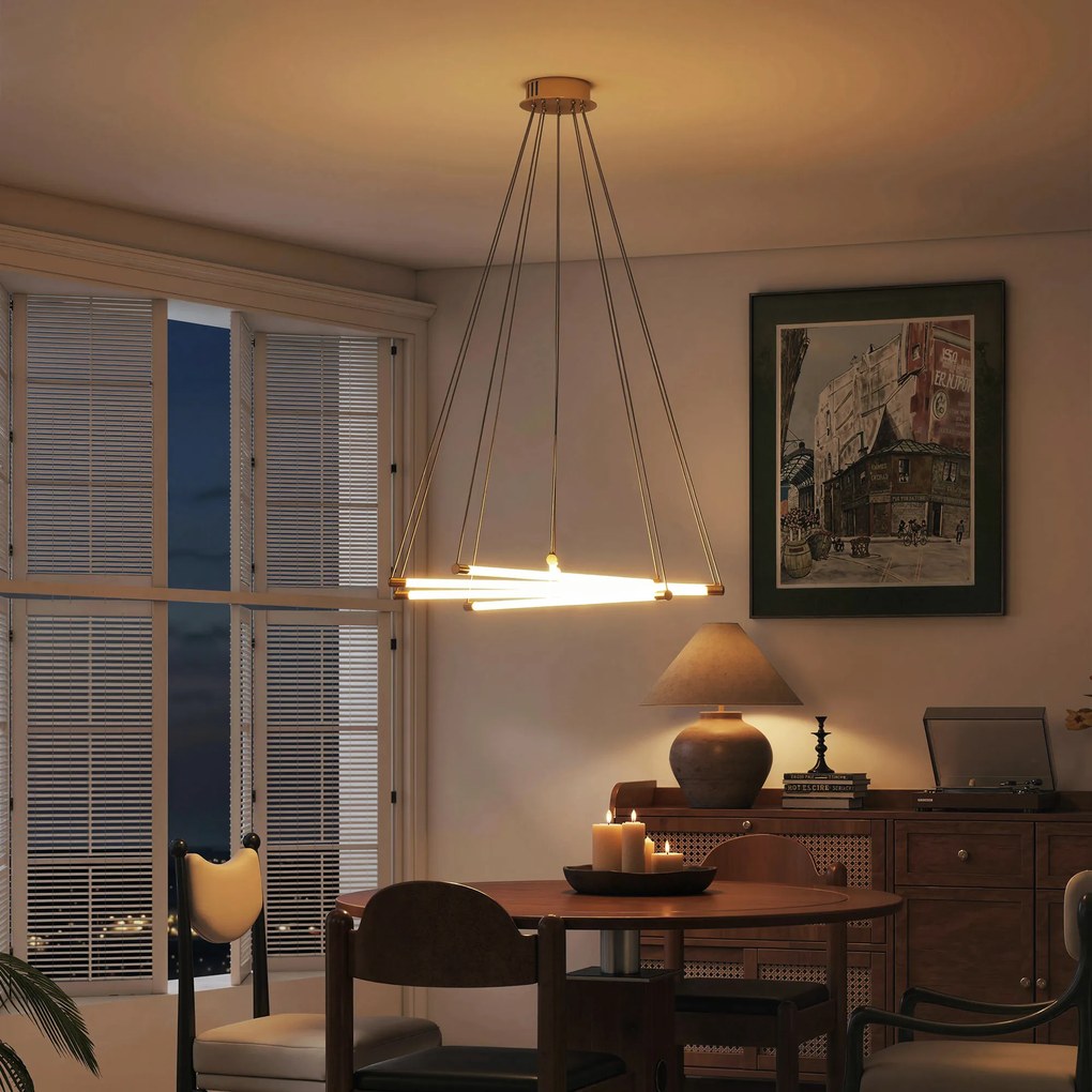 Stropní svítidlo LED, 50 W, 5 nastavitelných světelných trubic, přizpůsobitelné, stropní svítidlo do obývacího pokoje, jídelny, kuchyně, zlatá+bílá