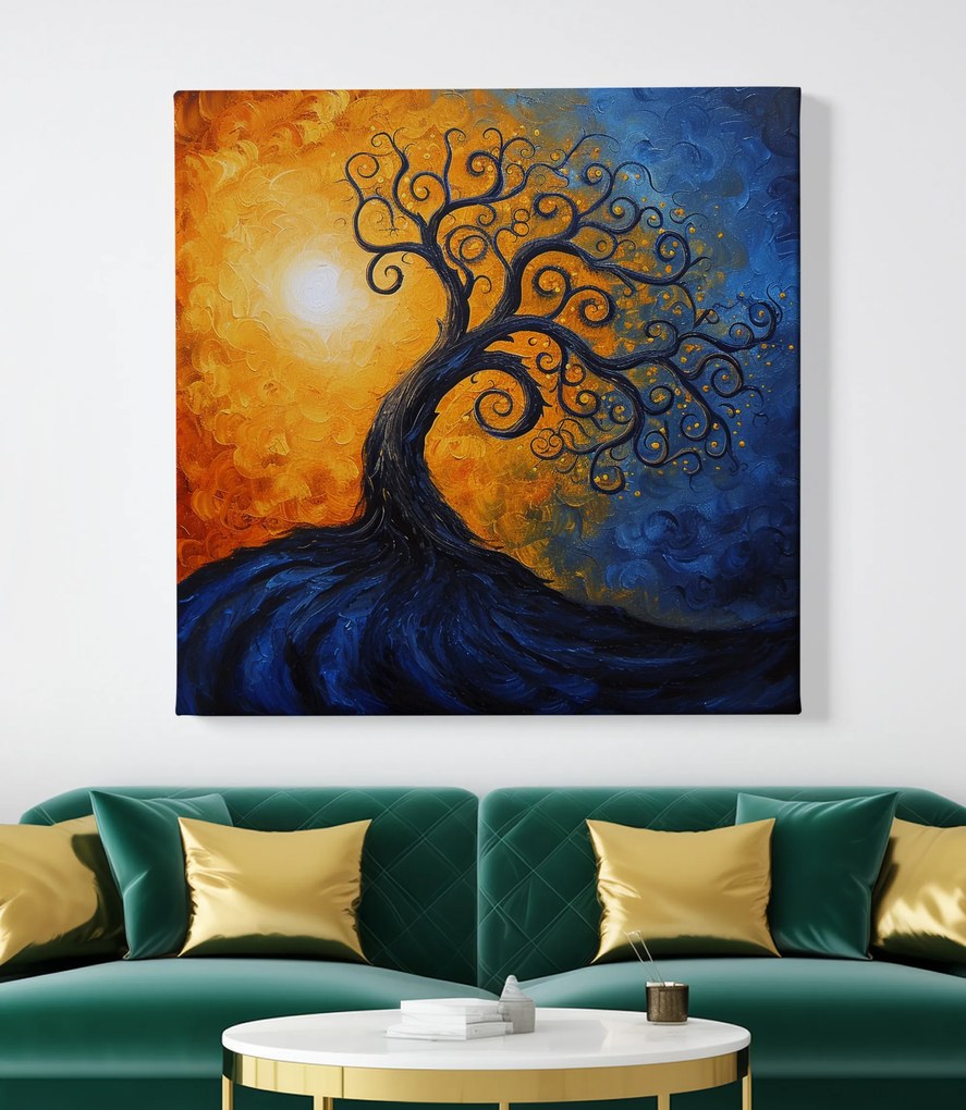 Obraz na plátně - Strom života Sluneční úklon FeelHappy.cz Velikost obrazu: 80 x 80 cm