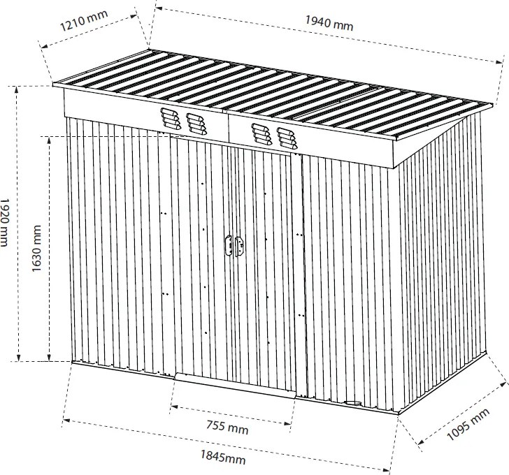 Zahradní domek BestBerg BBSH-406GN / 2,25 m² / 121 x 194 x 192 cm / zelená