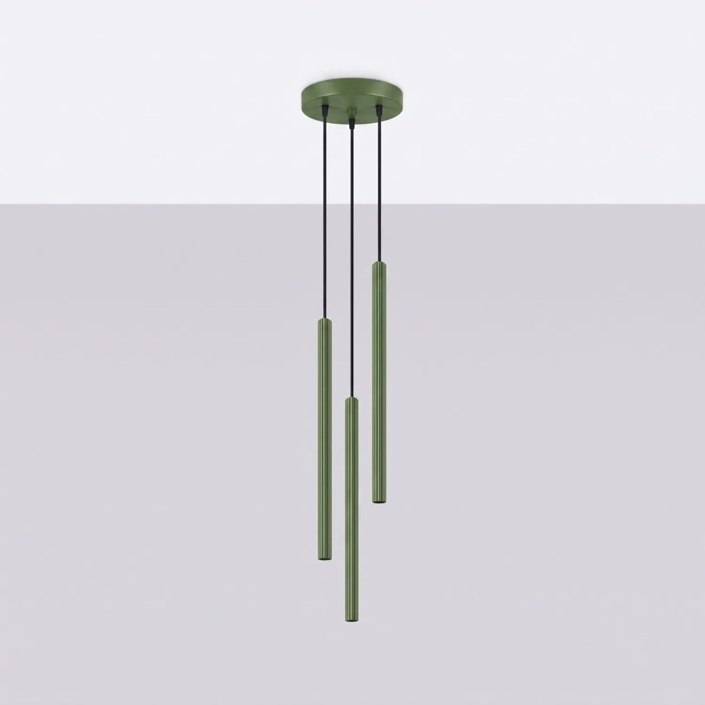 Sollux Lighting Závěsné svítidlo ARCHE 3P olivově zelené