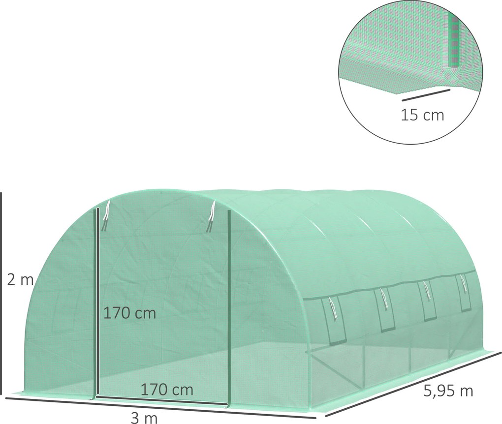 Fóliový skleník 595 x 300 x 200 cm | zelený