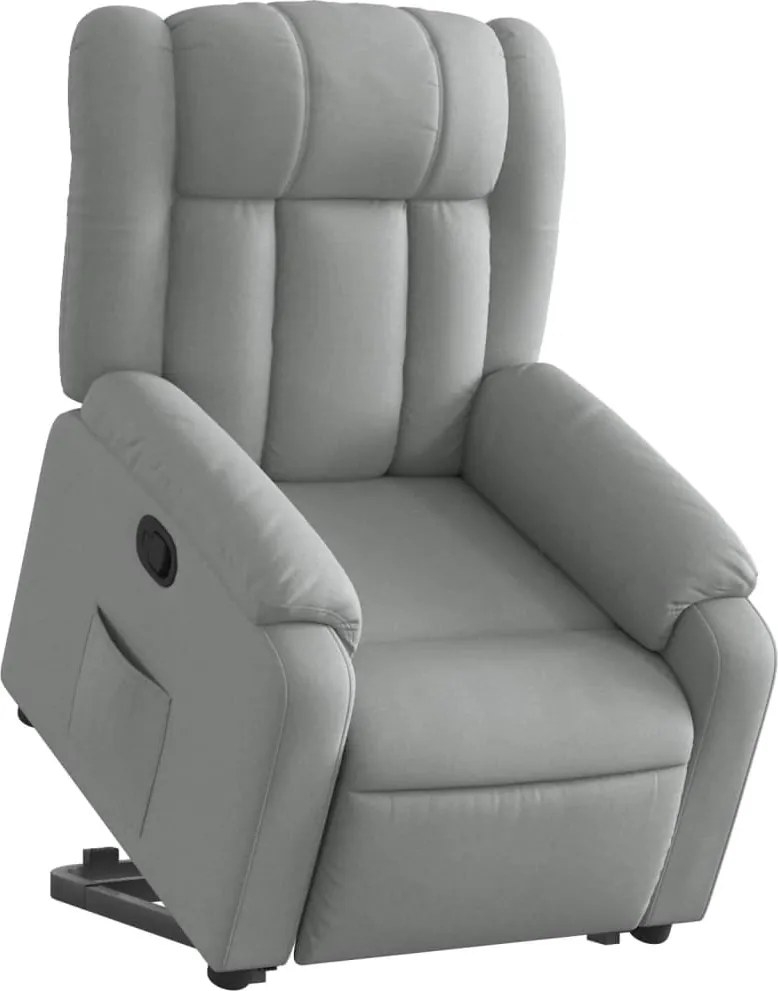 Zvedací polohovací křeslo světle šedé textil 3205316
