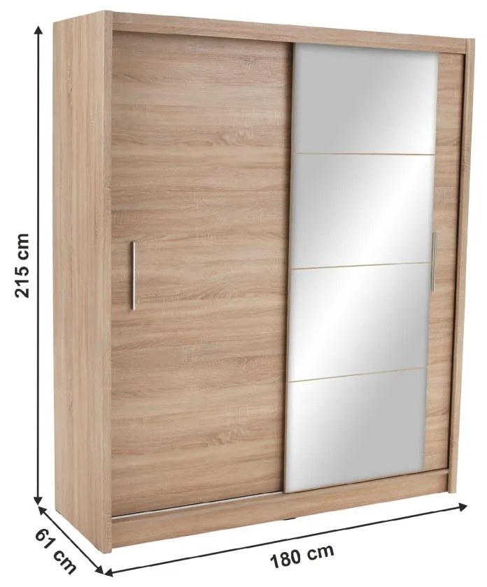 Kondela Skříň s posuvnými dveřmi, dub sonoma, 180x215, LOW