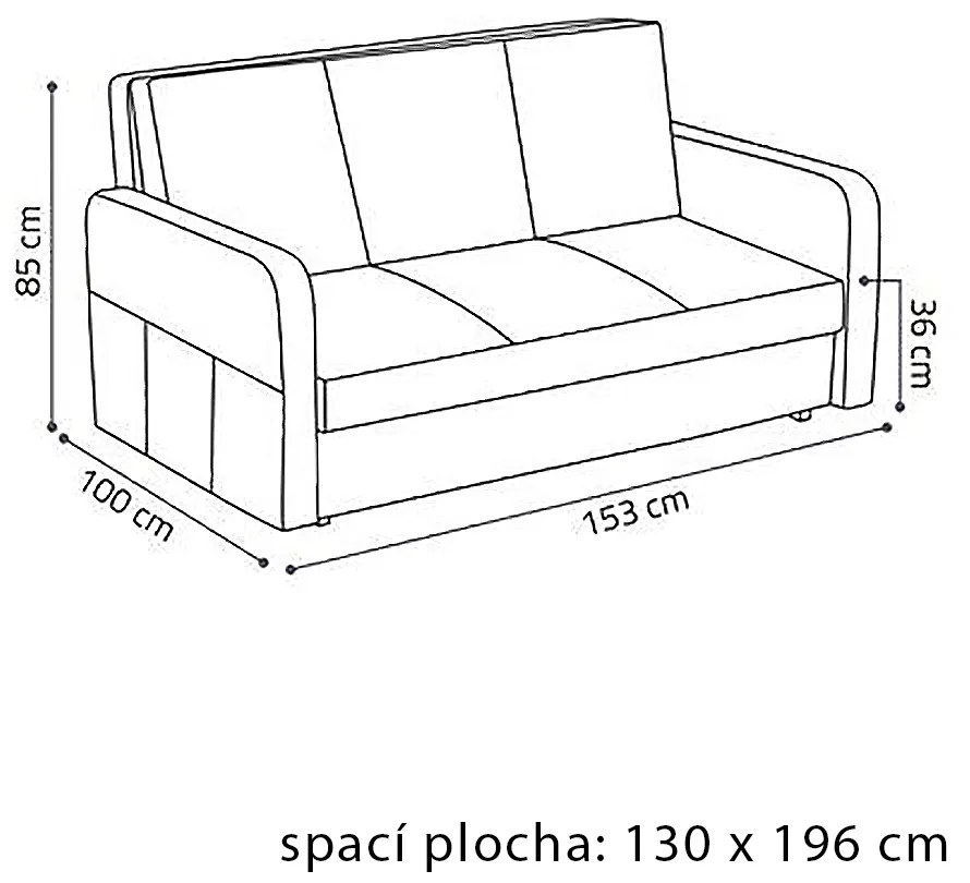 Pohovka VIVA III PUFF | 153 cm | rozkládací + úložný prostor | kapsy na bocích | VÝBĚR TKANIN