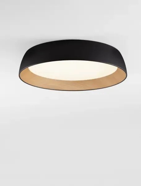 LED stmívatelné černo-dřevěné moderní stropní svítidlo Sigi
