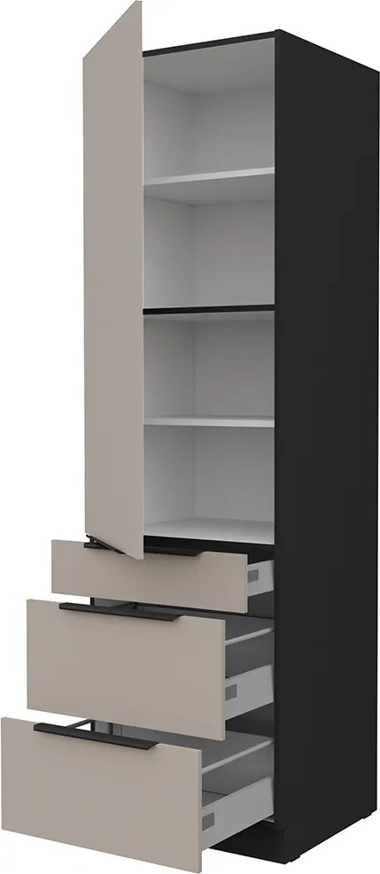 ARIA cb | vysoká skříňka 60 DKS-210 3S1F potravinová | UNI DVÍŘKA | 60 cm | PREMIUM BOX | černá/béžová