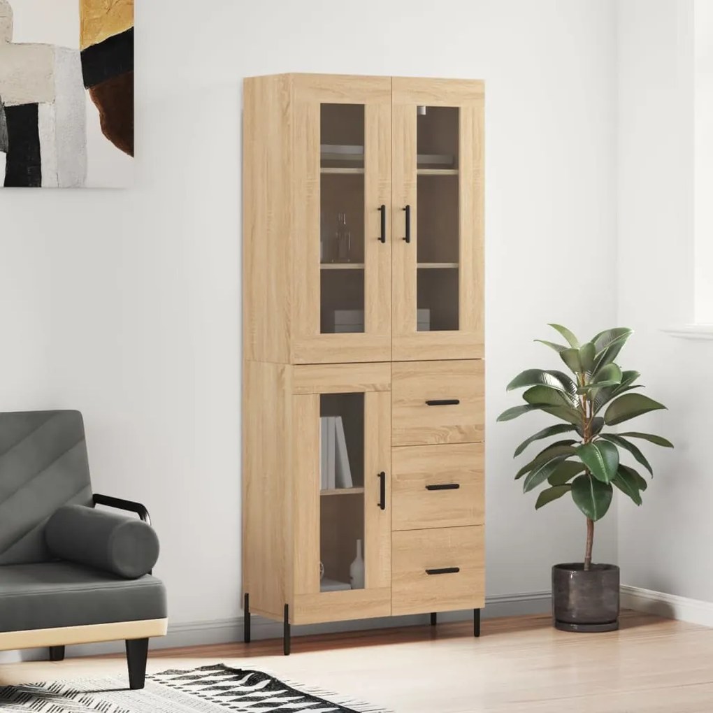 vidaXL Skříň highboard 69,5 x 34 x 180 cm kompozitní dřevo [3198601] Barva: šedá sonoma