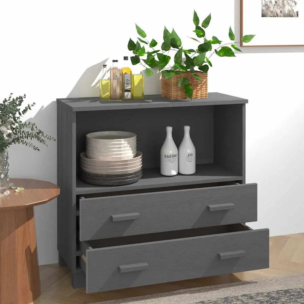 Příborník HAMAR tmavě šedý 85 x 35 x 80 cm masivní borovice 340498