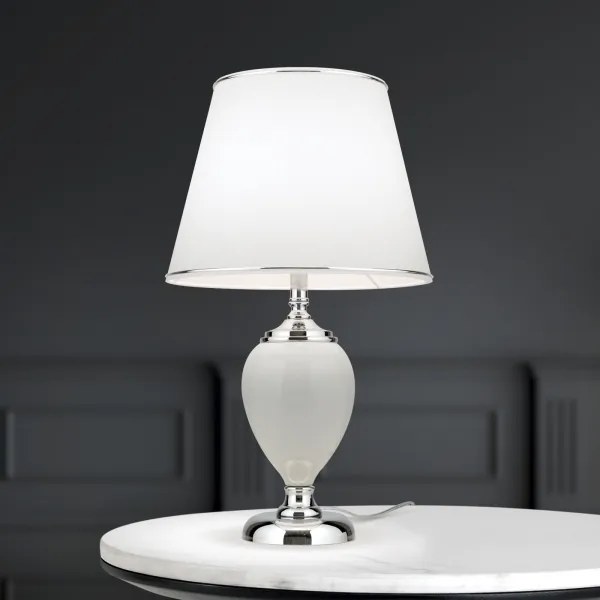 Orion LA 4-1229 - Stolní lampa OVUM 1xE27/40W/230V 48 cm keramika bílá/chrom