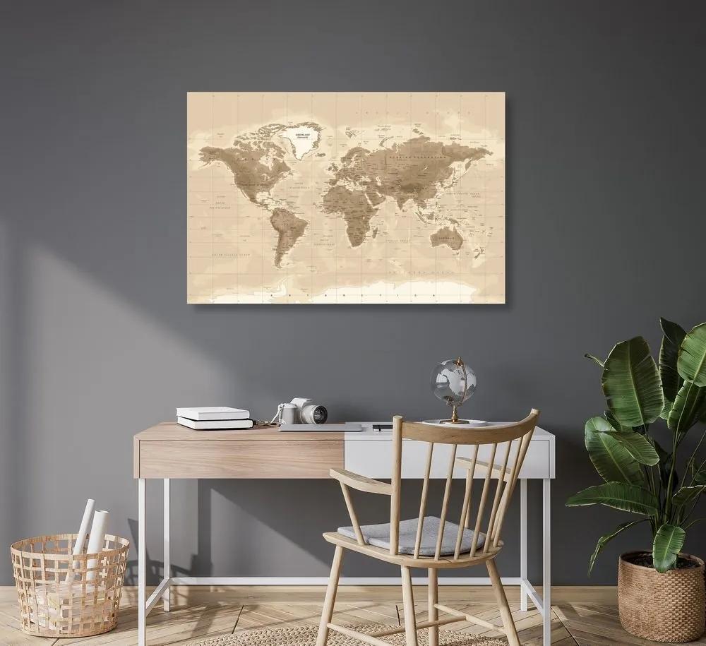 Obraz nádherná vintage mapa světa - 60x40 cm