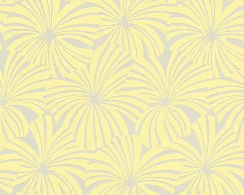 Vliesová tapeta, motiv květinový, geometrický, béžovo-žlutá