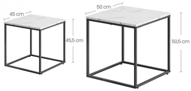Set dvou čtvercových konferenčních stolků - mramorové (černé nohy)