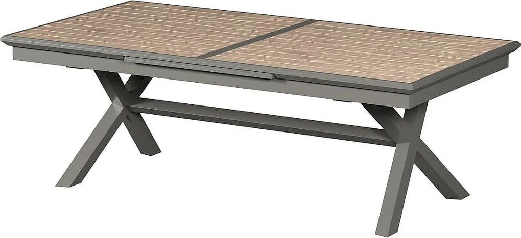 DEOKORK Hliníkový stůl BERGAMO 250/330 cm (šedo-hnědý/medová)