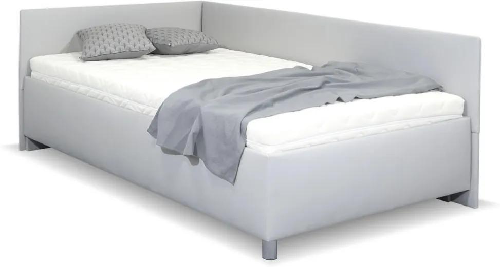 Zvýšená čalouněná postel s úložným prostorem Ryana, 90x200, světle šedá