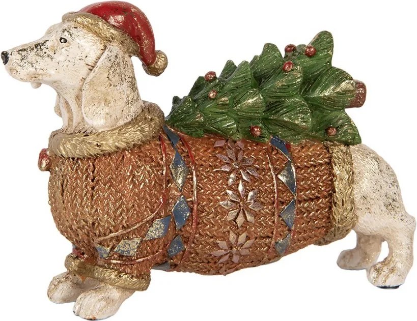 Dekorace figurka jezevčík ve světříku se stromkem - 21*6*14 cm