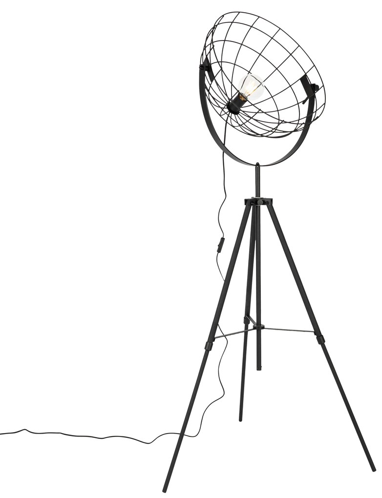 Průmyslová stojací lampa na stativu černá 50 cm nastavitelná - Hanze
