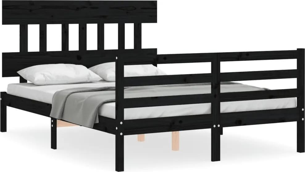 vidaXL Rám postele s čelem 120 x 200 cm masivní dřevo [3195155] Barva: Bílá