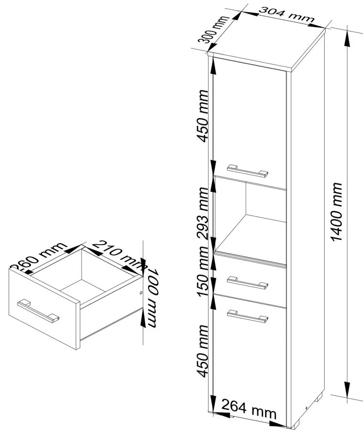 Koupelnová skříňka Fin II 30 cm venge/bílá