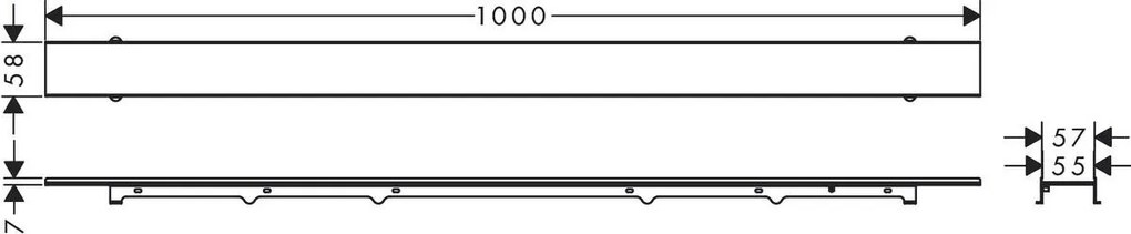 Hansgrohe RainDrain Rock, vrchní sada sprchového žlabu 900, zkracovatelný, pro položení dlažby, HAN-56032000