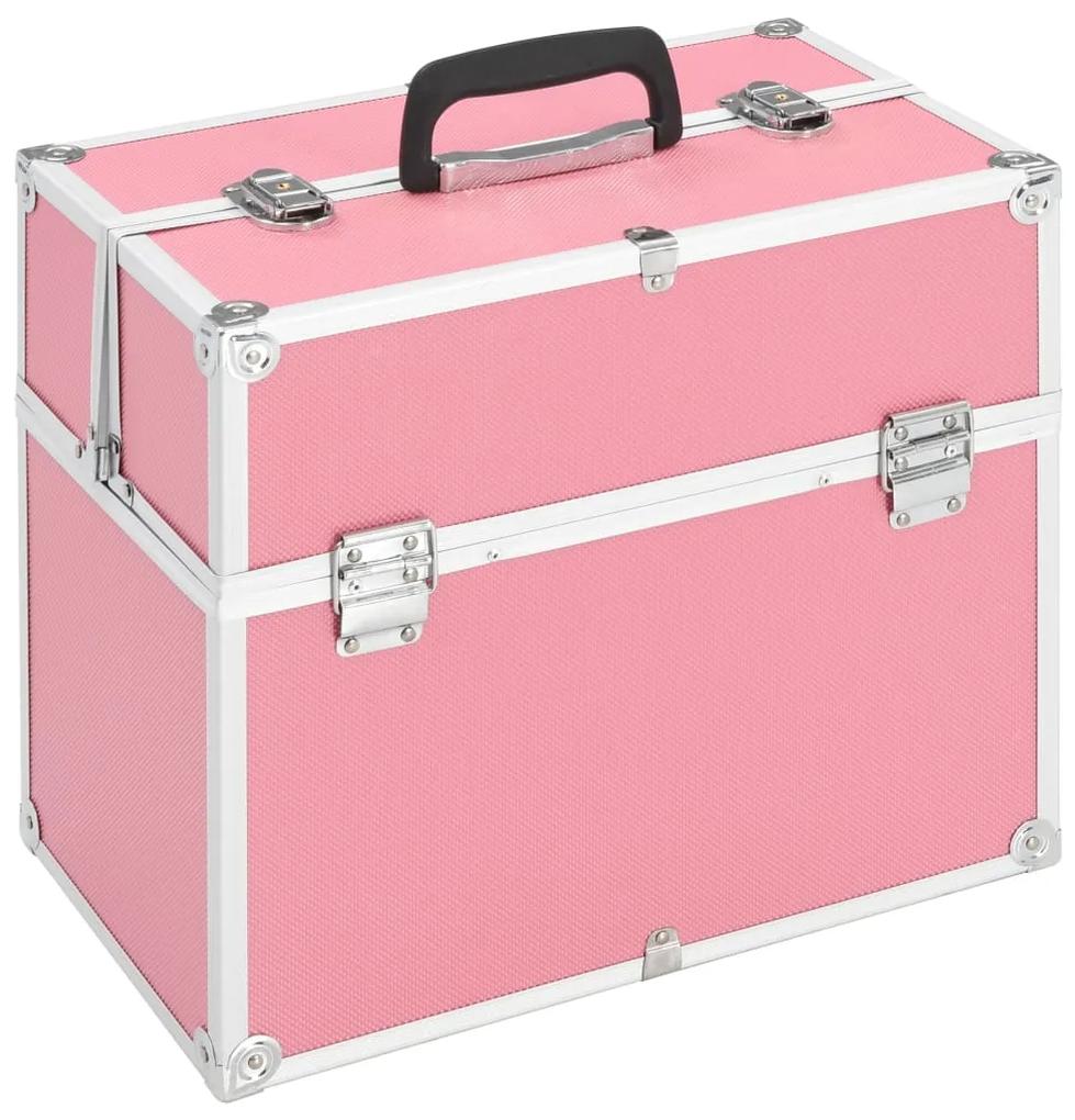 91834 vidaXL Kosmetický kufřík 37 x 24 x 35 cm růžový hliník