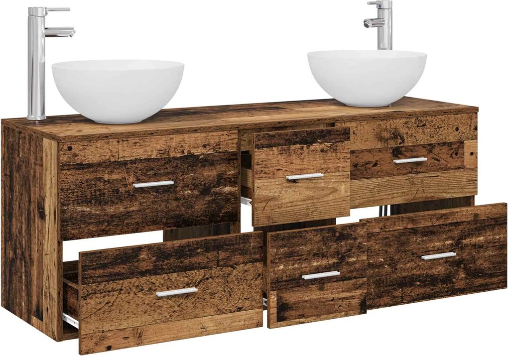 Sada koupelnových skříněk 3 ks Staré dřevo 49,5 x 41 x 64,5 cm 3405817