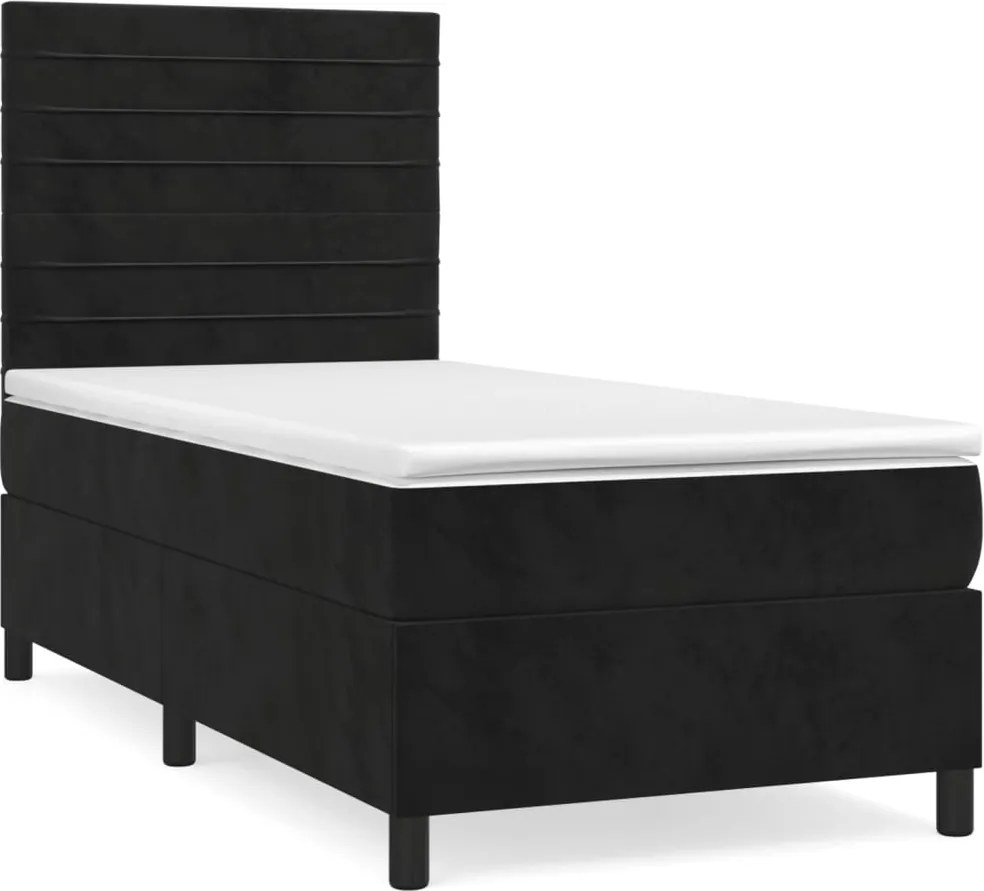 Box spring postel s matrací černá 80 x 200 cm samet 3143051