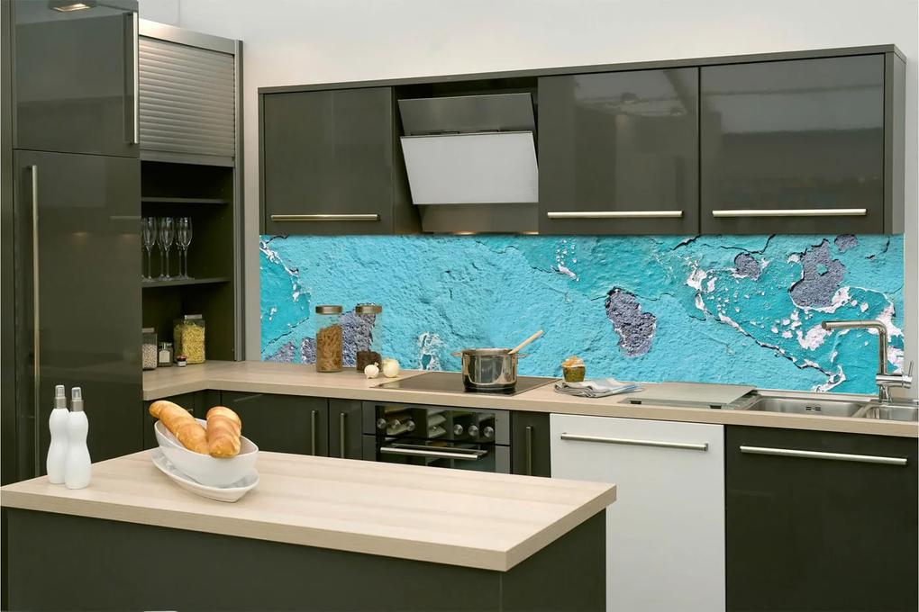 DIMEX | Fototapeta do kuchyně Oprýskaná zeď KI-260-148 | 260 x 60 cm | modrá, šedá